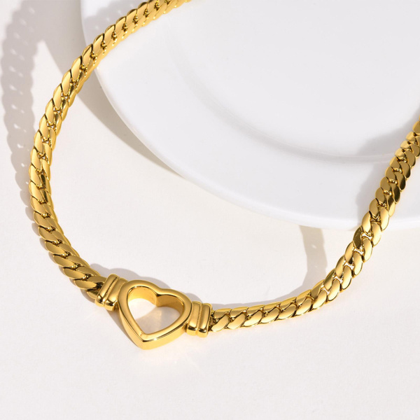 5.7mm Wide Flat Curb Link Chain Necklace for Women Girl Chic Titanium ...