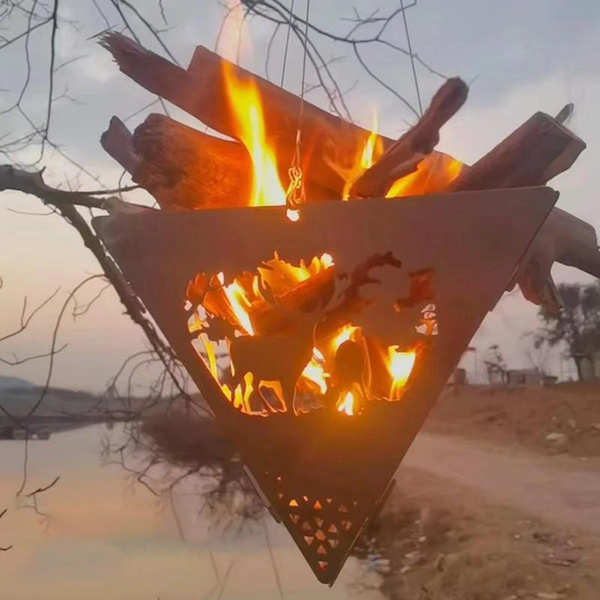 Foldable Portable Triangle Hanging Furnace Bonfire Campfire Pit Camping ...