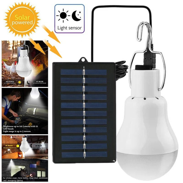 LED Solar Light Rechargeable Bulb Solar Energy Charged Panel Powered ...