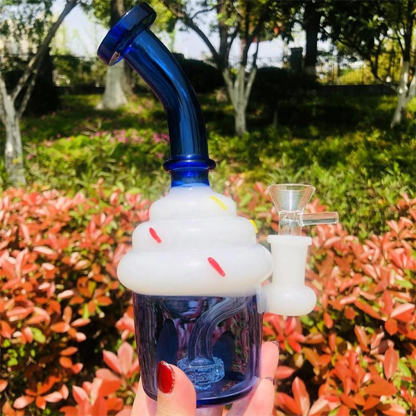 7 Inches Ice-cream Shape Glass Water Pipe Dab Rig Cute Bubblers 14mm ...