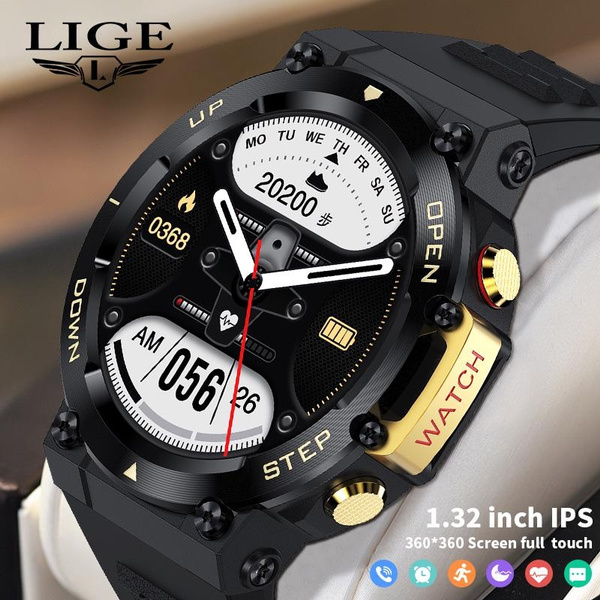 LIGE 1.32" Men Smart Watch Bluetooth Call IP67 Waterproof Man Outdoor ...
