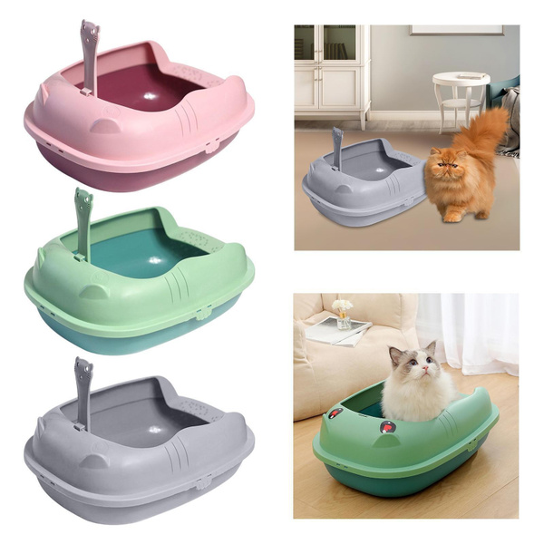 Cat Litter Box Anti Splashing Semi Enclosed Sand Box Container | Wish