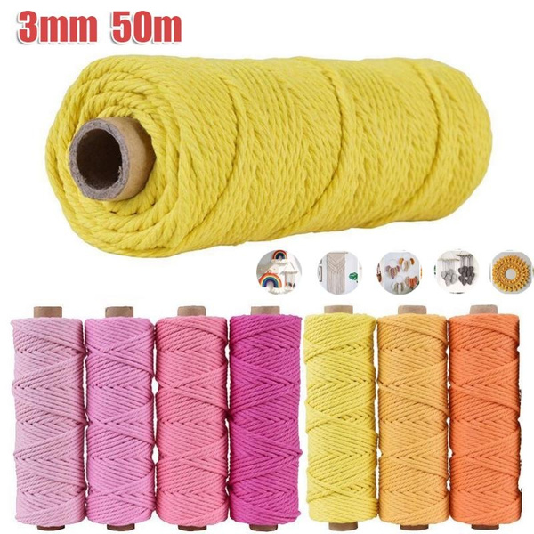 3mmx54 Yard(50m) Macrame Cord Cotton Rope String Crafts DIY Colored ...