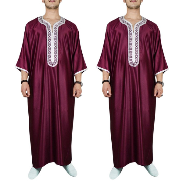 Male Muslim Clothing Mid-Long Sleeves Robe Kaftan Saudi Arab Caftans ...