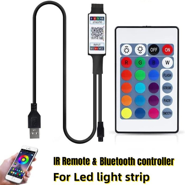 DC5V USB Powered/DC12V Supply Powered RGB Bluetooth Controller 4 pin LED Controller with 24/40 ...