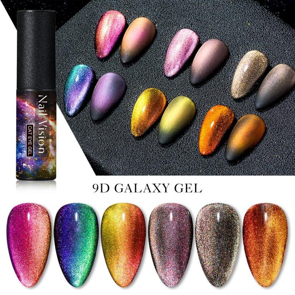 1Pcs Nail Vision 9D Galaxy Cat Eye Nail Gel Chameleon Magnetic Soak Off ...