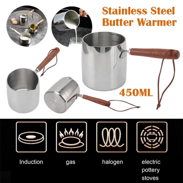 Milk Butter Warmer Pot, 450ML Coffee Milk Pot Small Saucepan, Stovetop ...