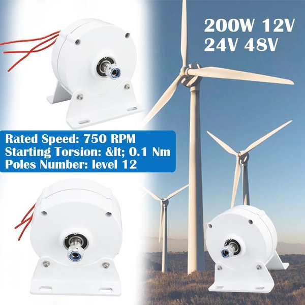 3 Phase Gearless Permanent Magnet Generator, 200W 12V 24V 48V Low Speed ...