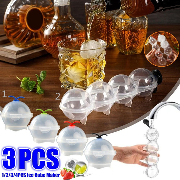 1/2/3/4PCS New 1/4 Hole Ice Cube Makers Round Ice Hockey Mold Whisky ...
