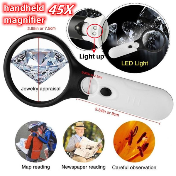 3/45x Hand Held Magnifying Glass Handheld Magnifier Reading Magnifying ...
