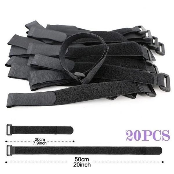 20PCS Reusable Hook & Loop Tie Down Fastener Straps for Cables ...