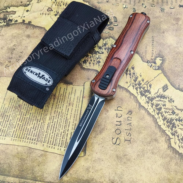 2023 Hot Sale Benchmade Wood Handle OTF Switch Knife 440C Blade Double ...