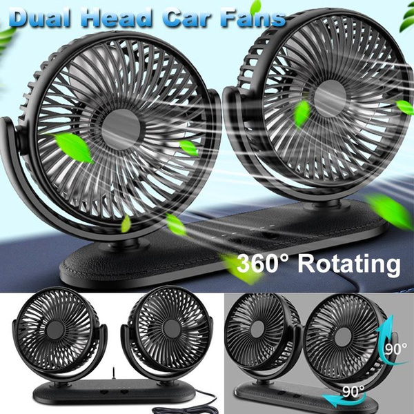 Dual Head Car Fans 360° Rotating Automatic Cooling Air Fan 3 Speed ...