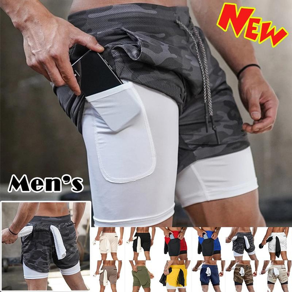 Men's 2 in 1 Lightweight Breathable Workout Sports Compression Shorts ...