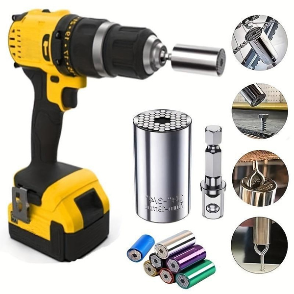 7-19mm Universal Socket, Professional Socket Wrench Set with Drill ...