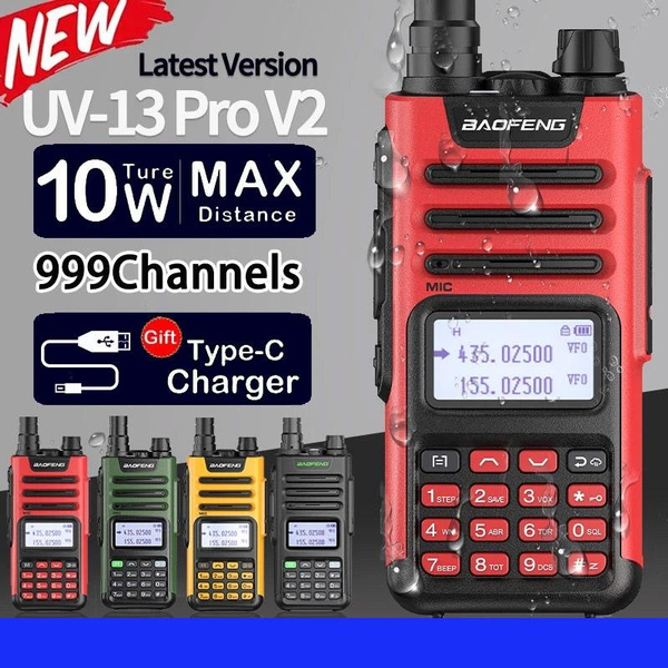 BaoFeng UV-13 Pro 10W Type-C Walkie Talkie 999CH Long Range Waterproof Transceiver Ham Two Way ...