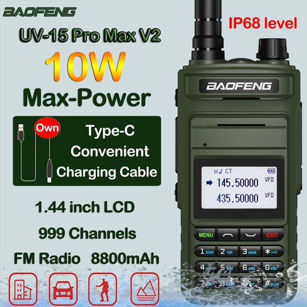 UV15 Pro Max V1 V2 10W Military Walkie Talkie Ham Radio Baofeng 10 KM ...