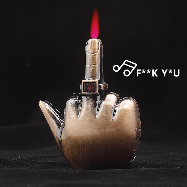 Creative Gas Middle Finger Jet Lighter Metal Torch Flint Lighter ...