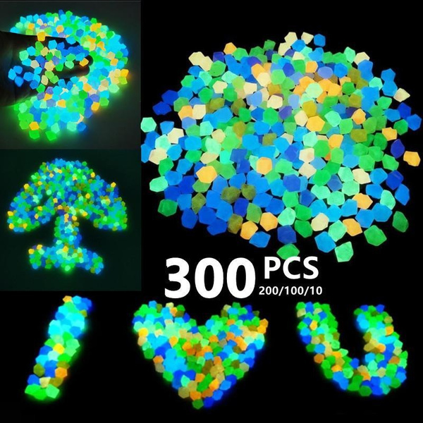 300/200/100/10pcs Mix Color Luminous Stones Glow in the Dark Stones ...