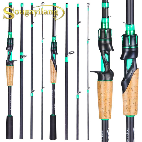 SOUGAYILANG Fishing Rods 1.8M 2.1M 4 Sections Portable Spinning Casting ...