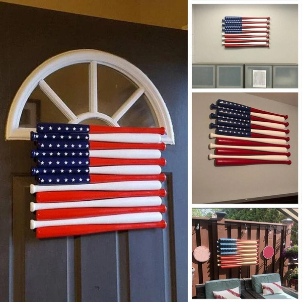 Baseball Wooden Sculpture 4th Of July Baseball Bat Decor Wall Art ...