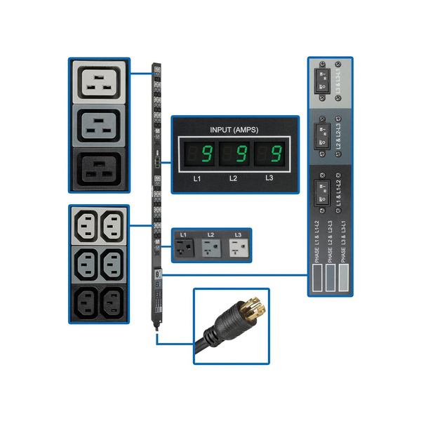 Tripp Lite Three-Phase Metered Power Distribution Unit, 42-Outlet ...