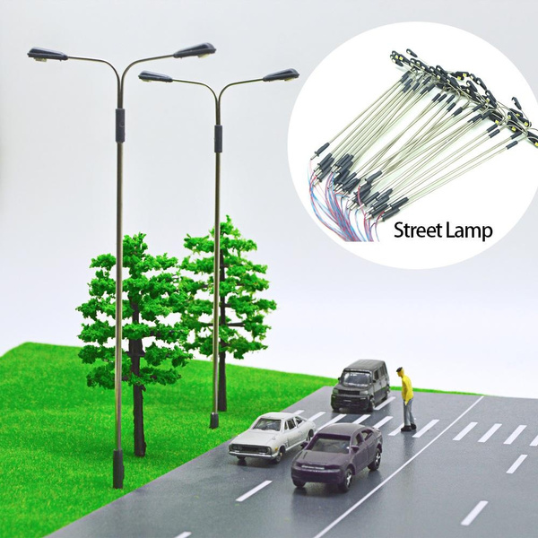 6pcs 3V Model Street Lamp Metal Double head Lamppost Diorama Making ...