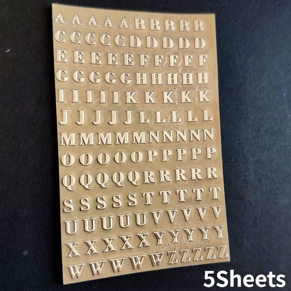 5 Sheets Metal Alphabet Stickers Uppercase Letter Lower Case Letters ...