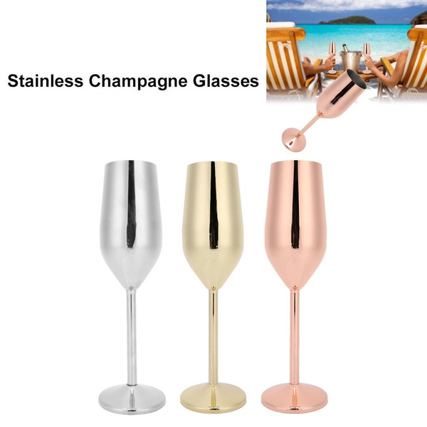 Stainless Steel Red Wine Cup Champagne Flutes Glass Metal Cocktail ...