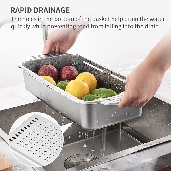 Over The Sink Colander Stainless Steel Expandable Colander Strainer ...