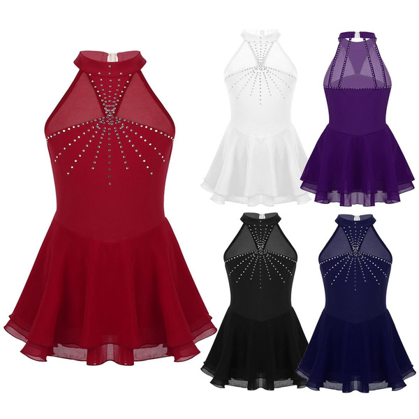 Ice Skating Dress Kid Girls Sleeveless Competitions Leotards ...