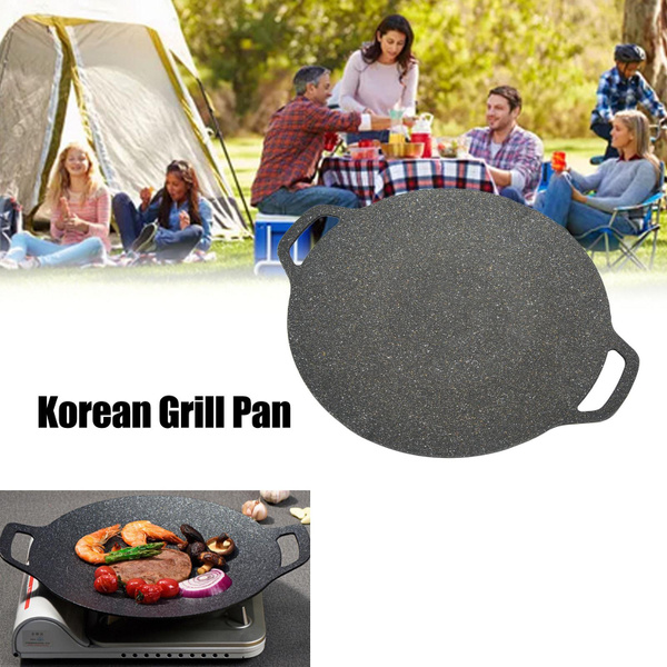 Outdoor Camping BBQ Plate Non-Stick Korean Round Grill Pan Easy To ...