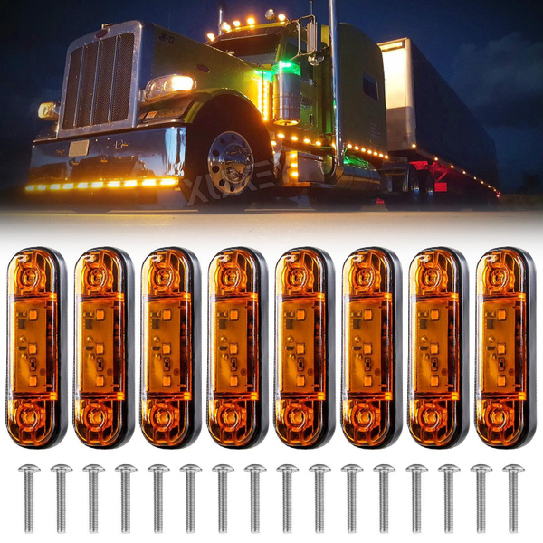 4/8x 3SMD Amber Truck Side Position Marker Light LED Clearance Lamp 12V ...