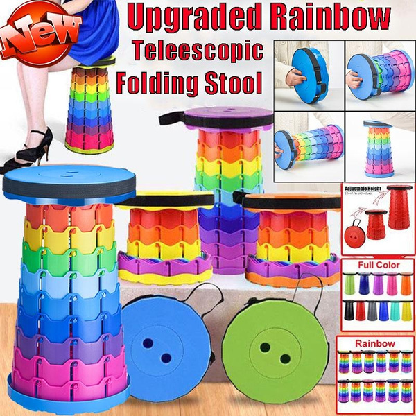 New Upgraded Portable Adjustable Folding Stool Rainbow Telescopic Stool ... New Upgraded Portable Adjustable Folding Stool Rainbow Telescopic Stool ...