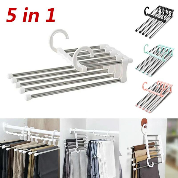 5 in 1 Multifunction Pants Hanger For Clothes Rack Adjustable Closet ...