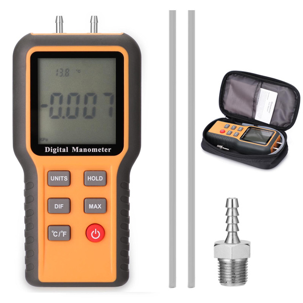 Manometer, Professional Air Pressure Meter, Dual-Port Manometer Gas ...
