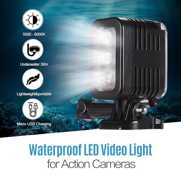 Waterproof LED Video Light Diving Light 5500-6000K 300Lux Underwater ...