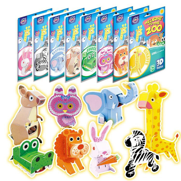 Cute Animal 3D Puzzle Model for Kids Animal Kingdom DIY Paper Puzzle ...