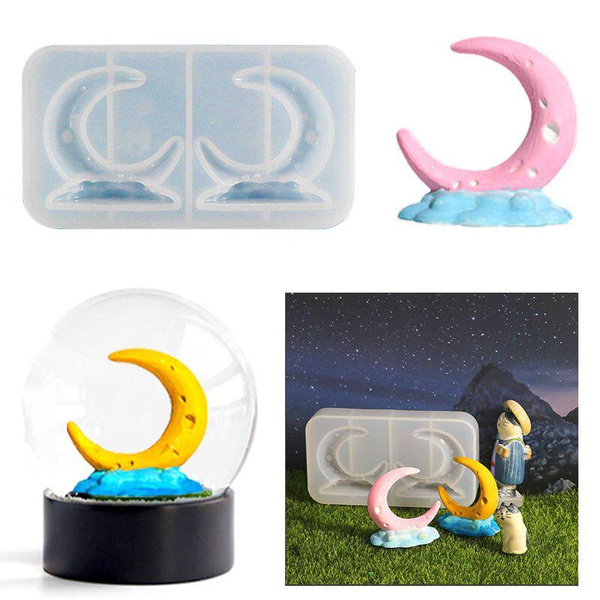 DIY Moon Crystal Epoxy Resin Mold Moon Decorative Ornaments Silicone ...
