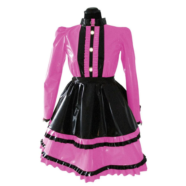 Lockable Sissy Sexy French Maid Shiny PVC Uniform Outfit Puffy Bubble ...