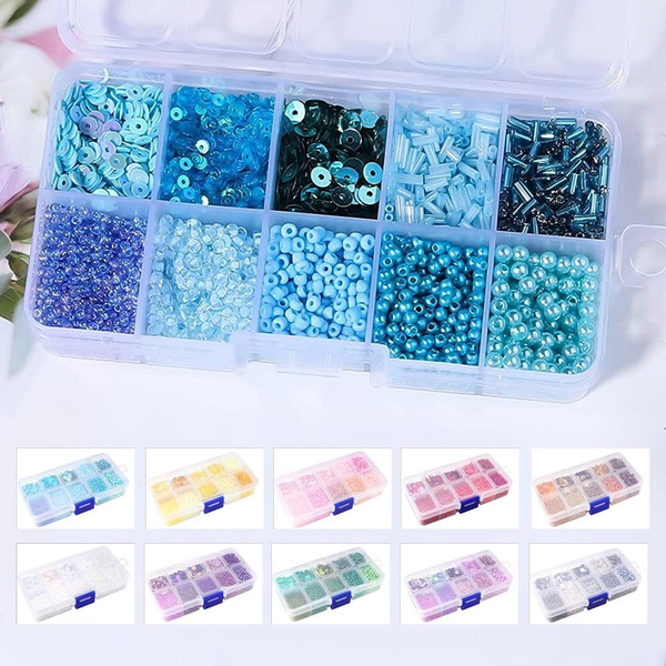 Jewelry Making Beads Kit with Small Round Beads, Tube Beads, and Sequin ...