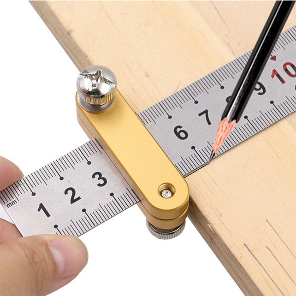 Steel Ruler Positioning Block Woodworking Tool Angle Scriber Line ...