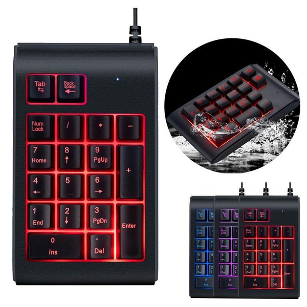 Three Colors RGB Backlit USB Wired Keyboard Waterproof Number Pad ...