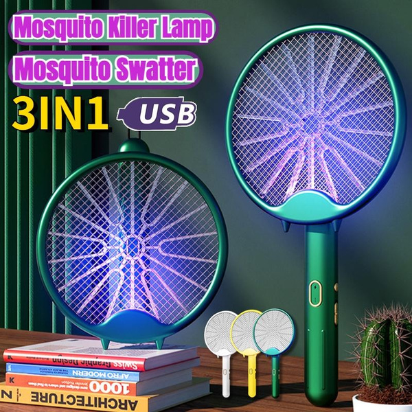 Fly Swatter Electric Racket Rechargeable Bug Zapper Racket Portable ...