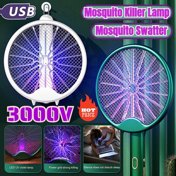 Fly Swatter Electric Racket Rechargeable Bug Zapper Racket Portable ...