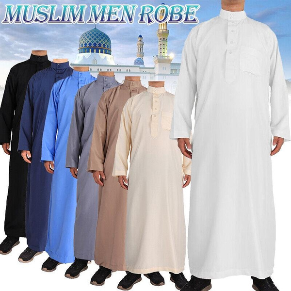 Men's Islamic Ramadan Jubba Kaftan Dishdash Arab Robe Thobe T Shirt ...
