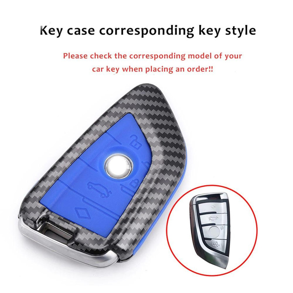 HEJANY 1PC ABS Carbon Remote Fob Car Key Cover Shell With Keyring ...