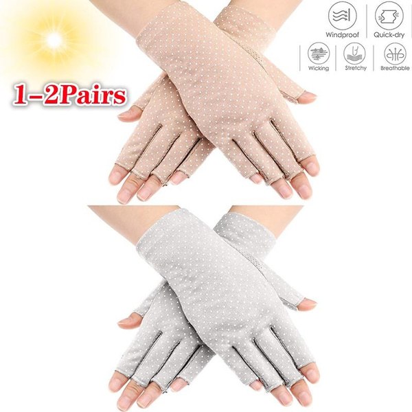1-2 Pairs Sunblock Gloves Non Slip UV Protection Driving Gloves Summer ...