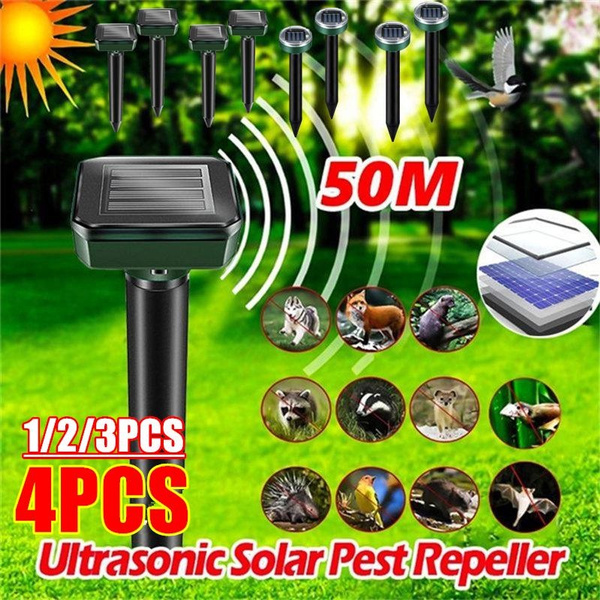 1/2/3/4pcs Ultrasonic Solar Pest Repeller Motion Sensor Repellent ...