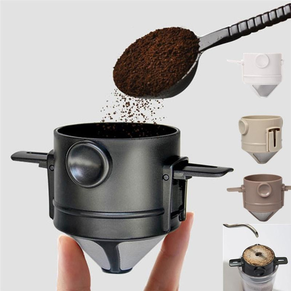 Portable Coffee Filter Bilayer Stainless Steel Drip Coffee Tea Holder ...